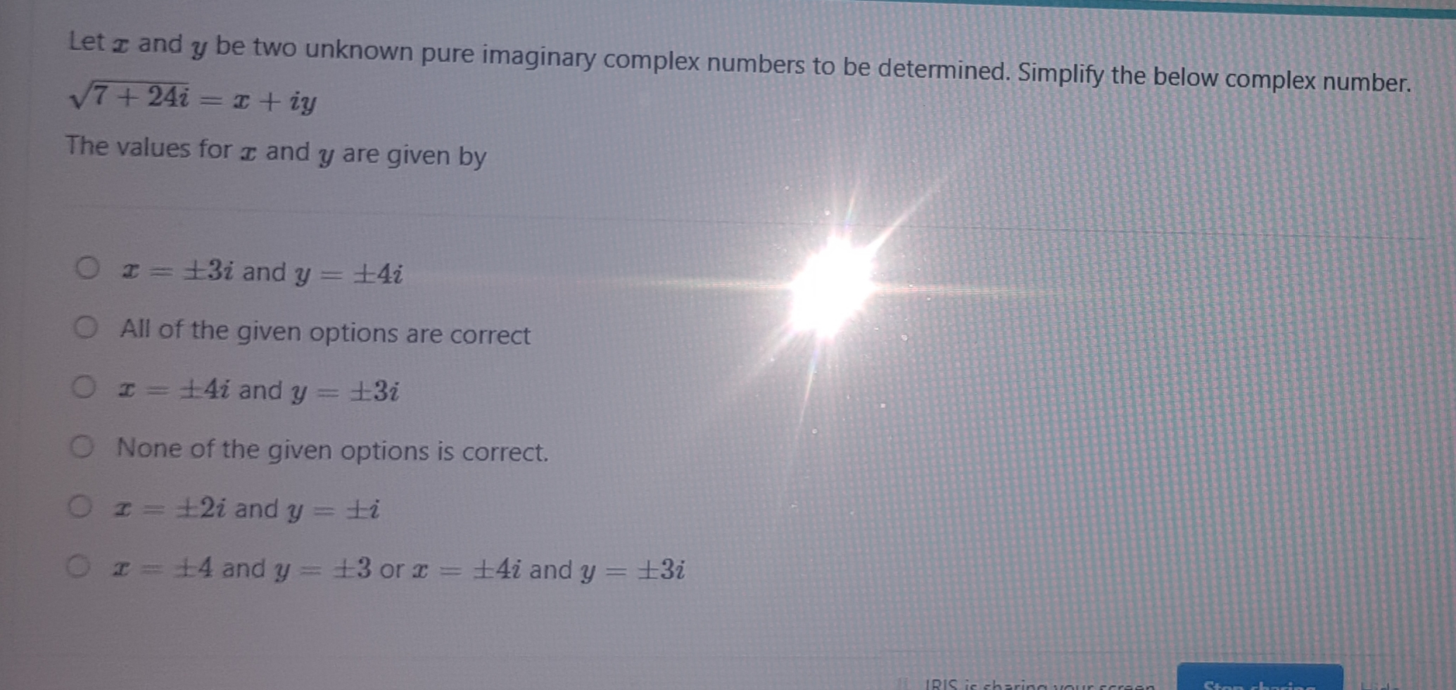 Solved Let x and y be two unknown pure imaginary complex | Chegg.com
