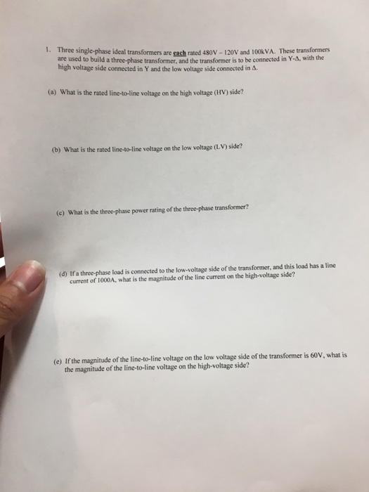 Solved Three single-phase ideal transformers are each rated | Chegg.com