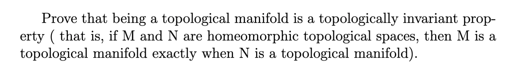 Solved Prove that being a topological manifold is a | Chegg.com