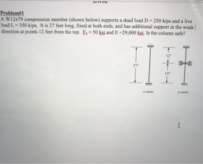 Solved Problem# 1 A W12x79 compression member (shown below) | Chegg.com