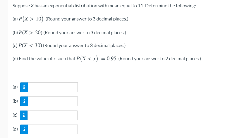 Solved Suppose X has an exponential distribution with mean | Chegg.com