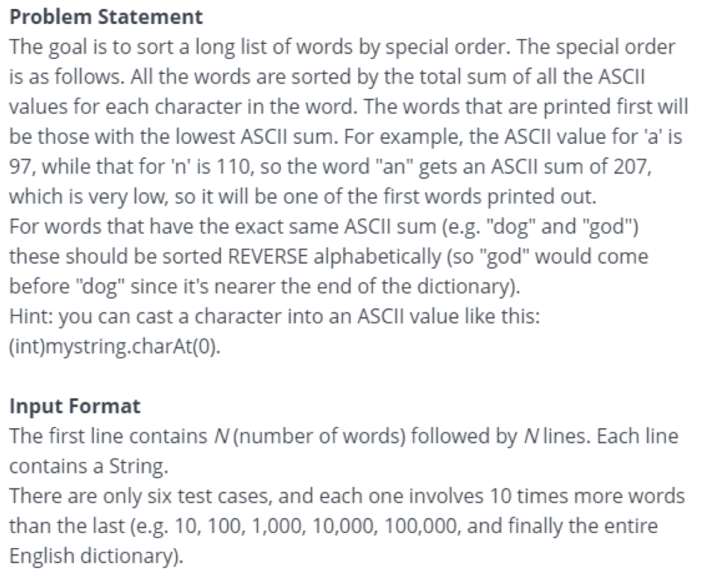 Solved Problem Statement The goal is to sort a long list of | Chegg.com