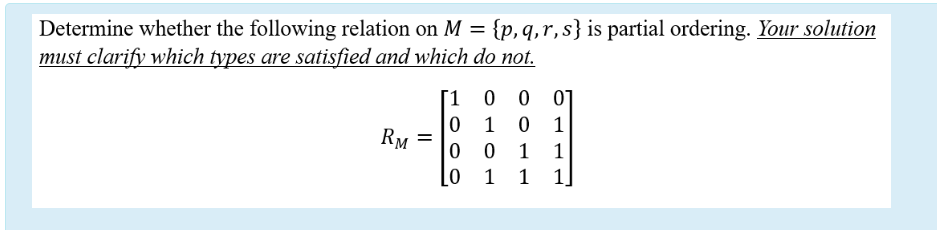 Solved Determine whether the following relation on | Chegg.com