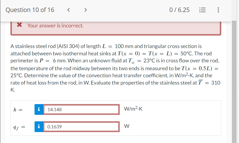 Solved A stainless steel rod (AISI 304) of length L=100 mm | Chegg.com