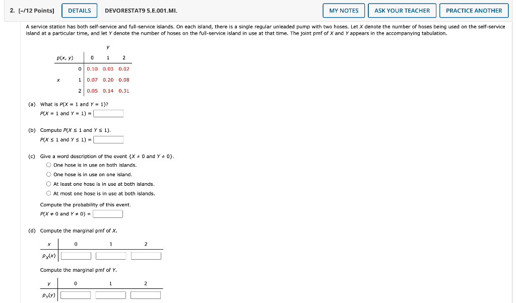 Solved 2. (-/12 Points] DETAILS DEVORESTAT9 5.E.001.MI. MY | Chegg.com