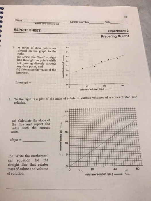 Solved Name Locker Number Piease print last REPORT SHEET: | Chegg.com