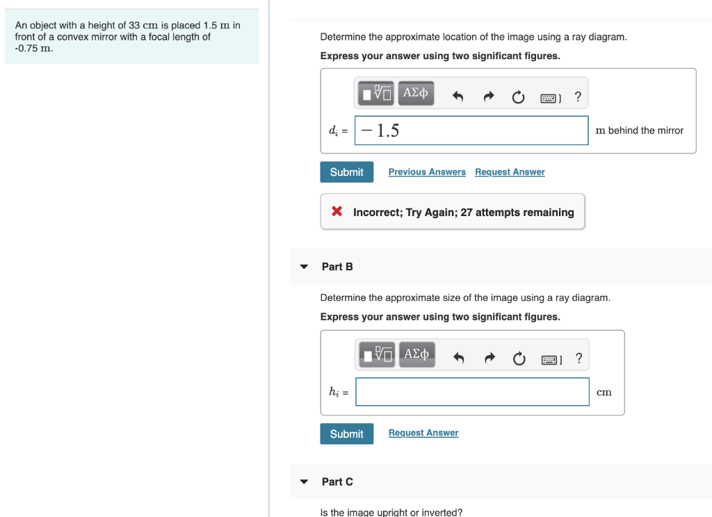 Solved An object with a height of 33 cm is placed 1.5 m in | Chegg.com