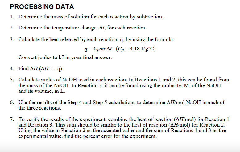 I need help with question #7 under processing data. I | Chegg.com