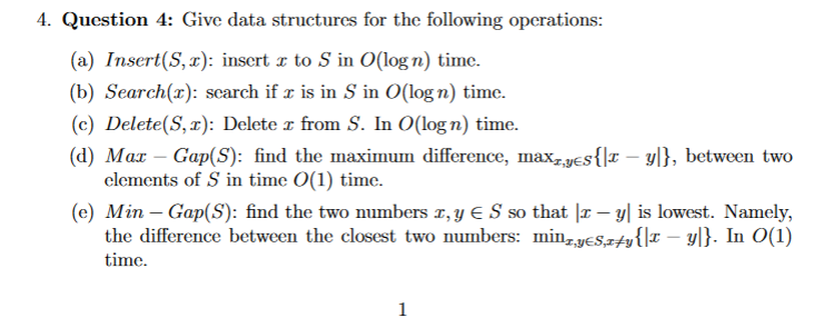 Solved 4. Question 4: Give data structures for the following | Chegg.com