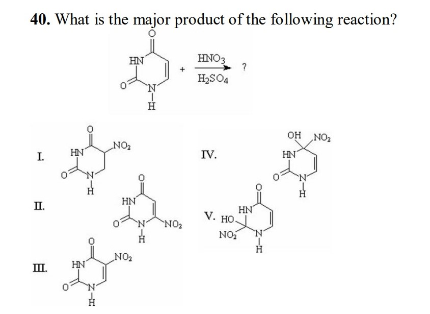 Solved 40. What is the major product of the following | Chegg.com