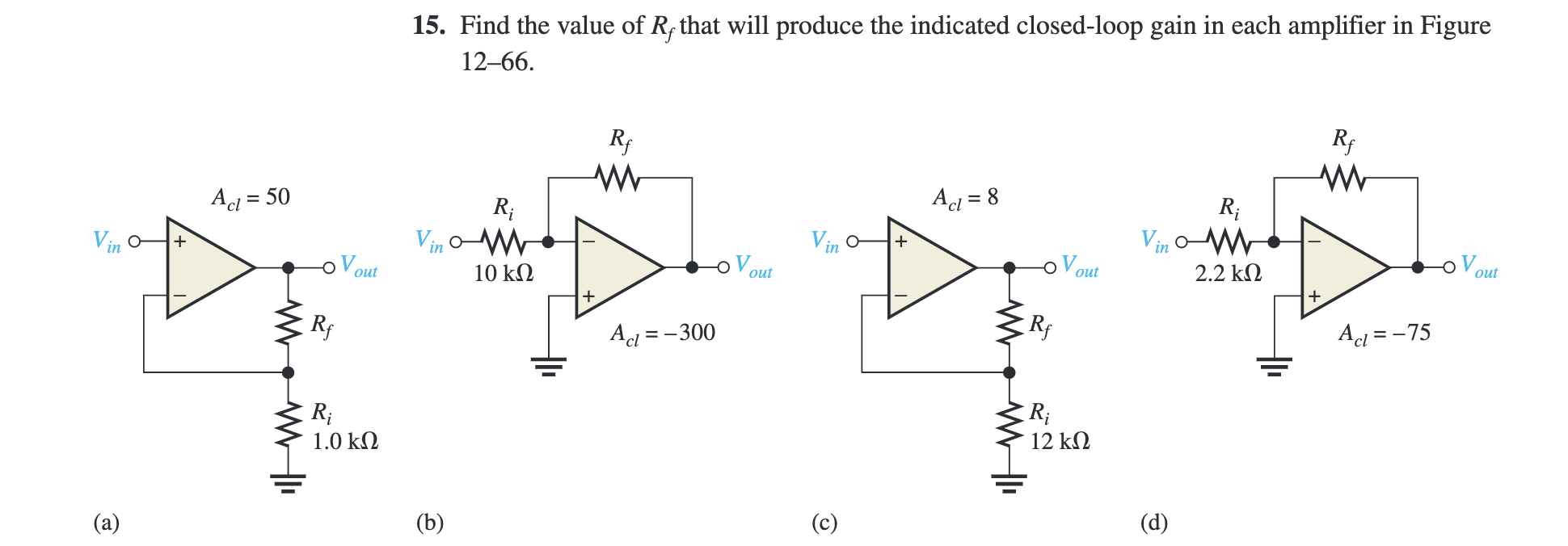 Solved 15. Find the value of Rf that will produce the | Chegg.com