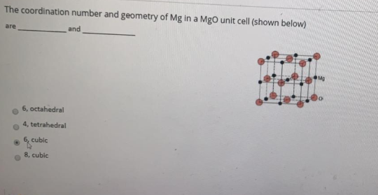 Solved The coordination number and geometry of Mg in a Mgo | Chegg.com