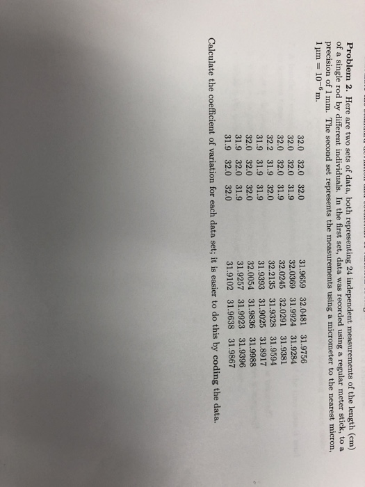 Solved Problem 2. Here are two sets of data, both | Chegg.com