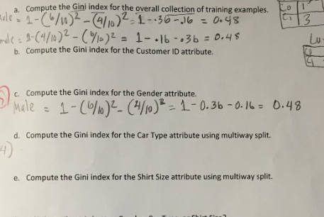 Solved a. Compute the Gini index for the overall | Chegg.com