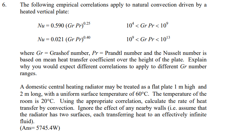 Solved The following empirical correlations apply to natural | Chegg.com