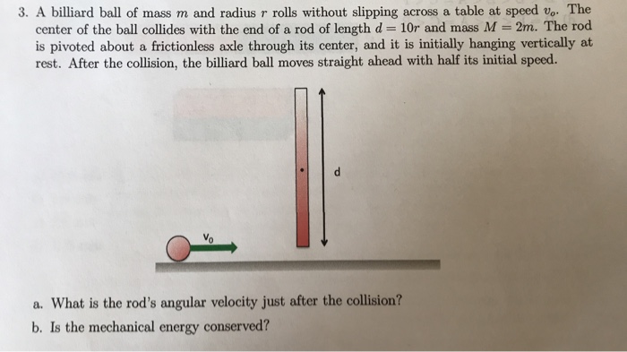 Solved 3. A billiard ball of mass m and radius r rolls | Chegg.com