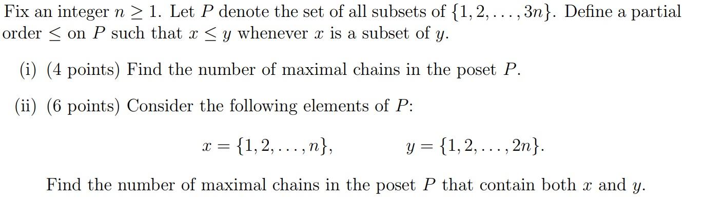 Solved Fix an integer n≥1. Let P denote the set of all | Chegg.com