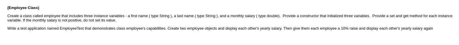 Solved Employee Class Create A Class Called Employee That 