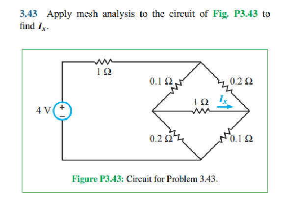 Solved 3.43 ﻿Apply mesh analysis to the circuit of Fig. | Chegg.com
