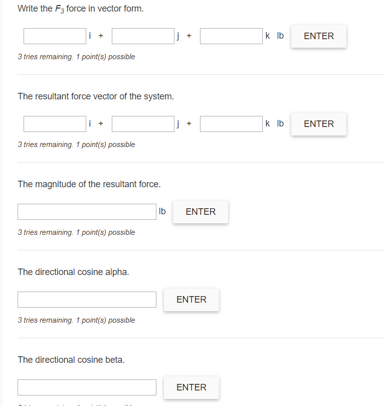Solved Given the system of forces below, calculate: F3lb | Chegg.com