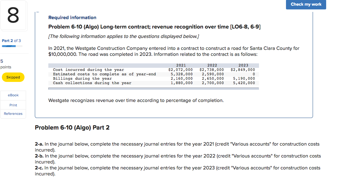Solved Required information Problem 6-10 (Algo) Long-term | Chegg.com