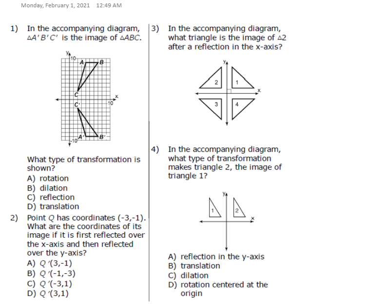 Solved Monday, February 1, 2021 12:49 AM 1) In the | Chegg.com