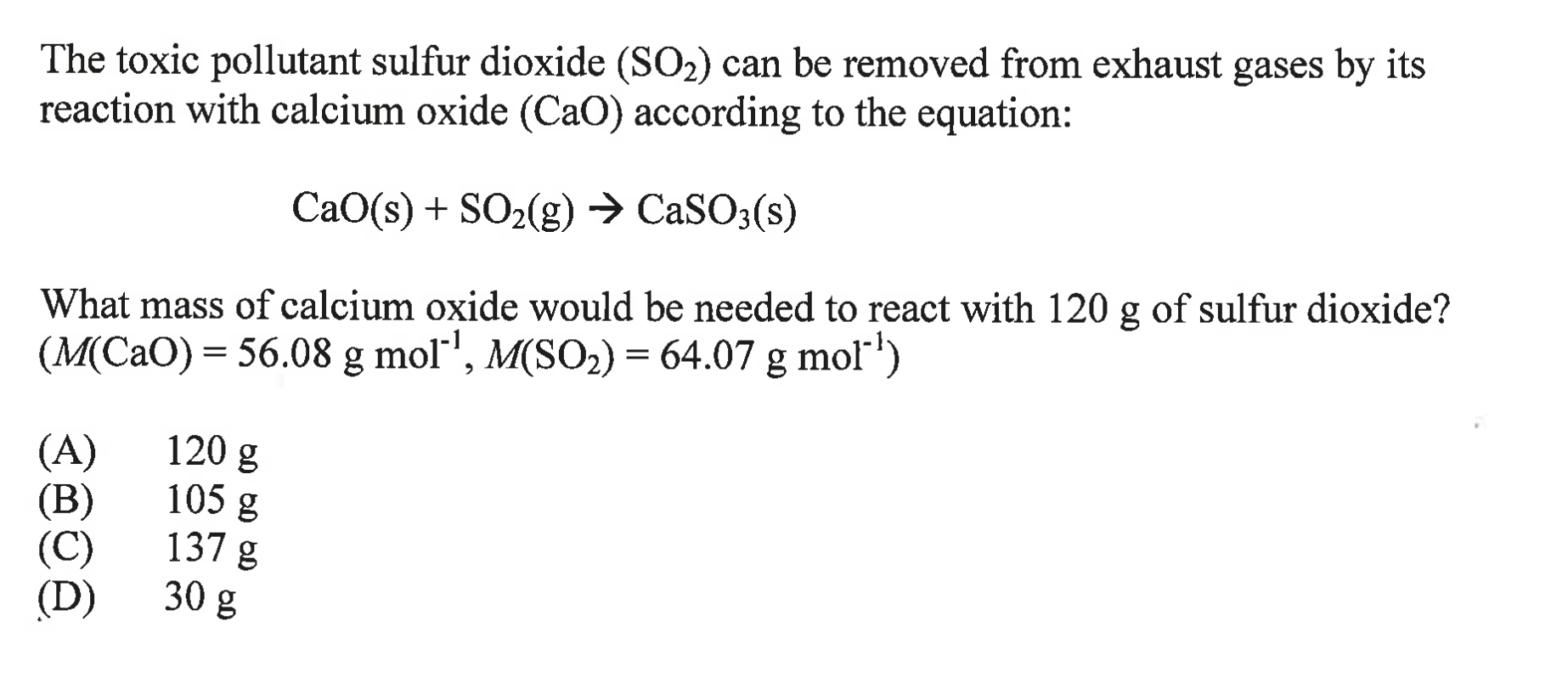 Solved The toxic pollutant sulfur dioxide (SO2) can be | Chegg.com