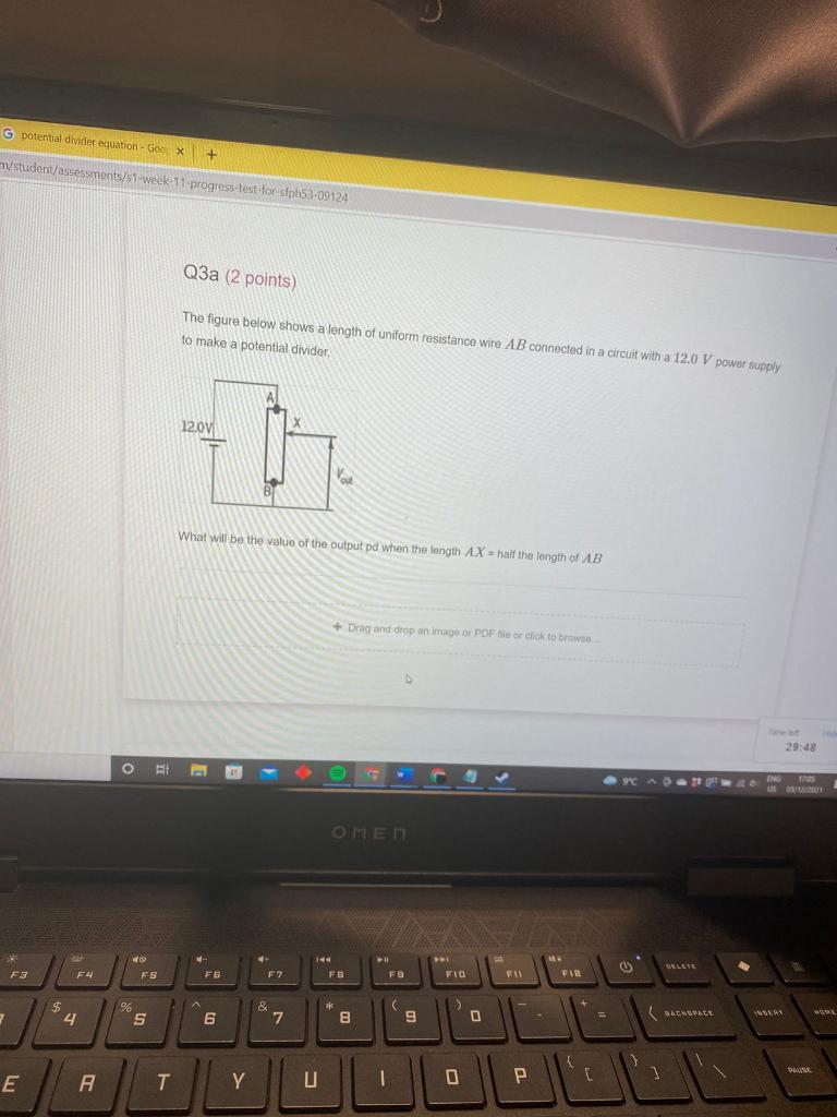 Solved potential divider equation.GOO X + | Chegg.com