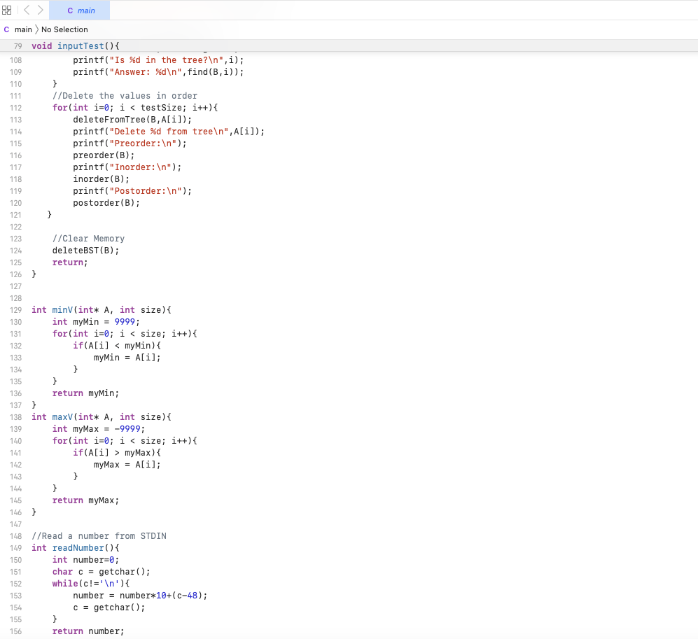 Solved Need help with this in c Part 1: Finish BST | Chegg.com