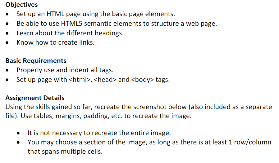 Solved Objectives - Set up an HTML page using the basic page | Chegg.com