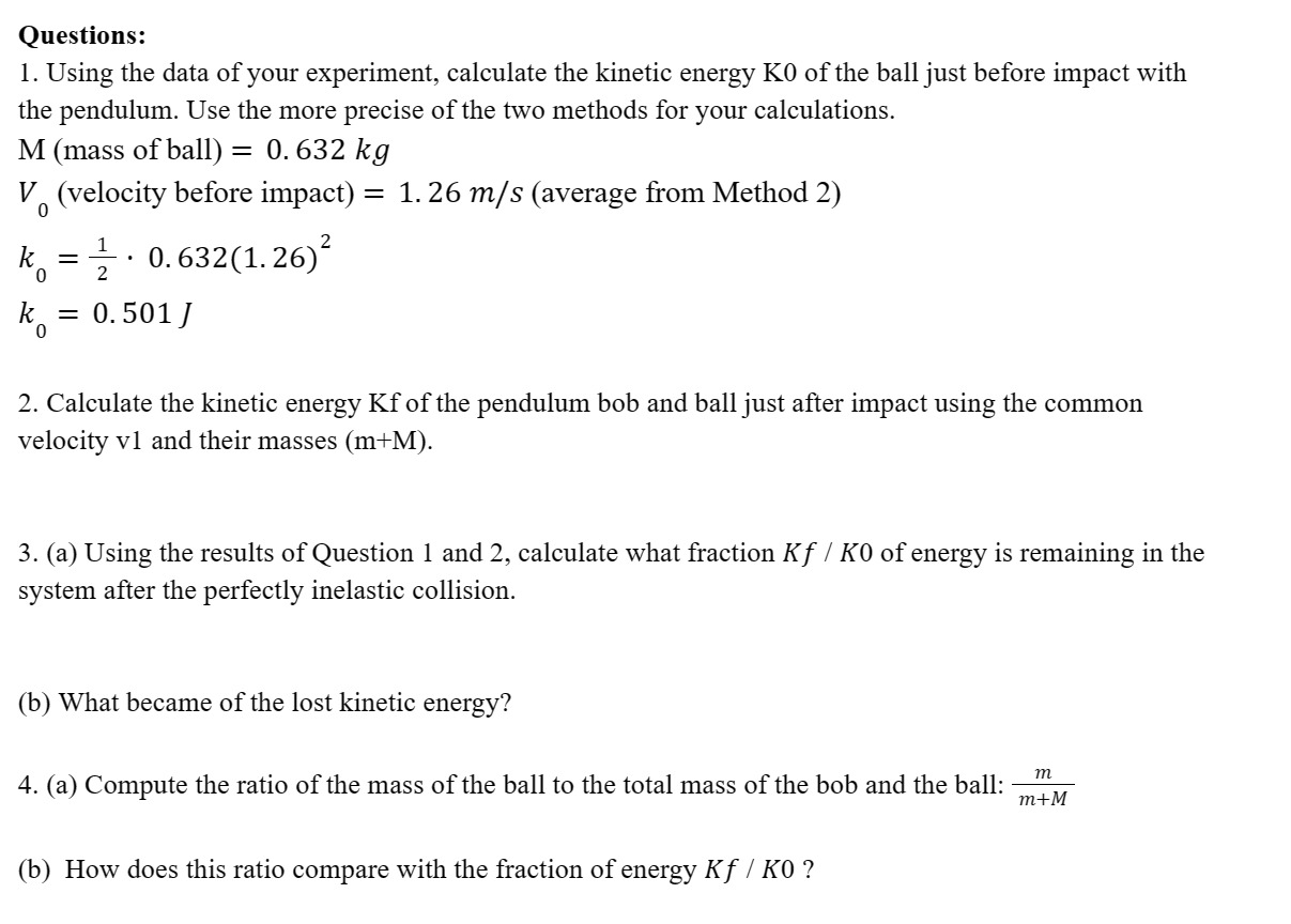 Questions: 1. Using the data of your experiment, | Chegg.com