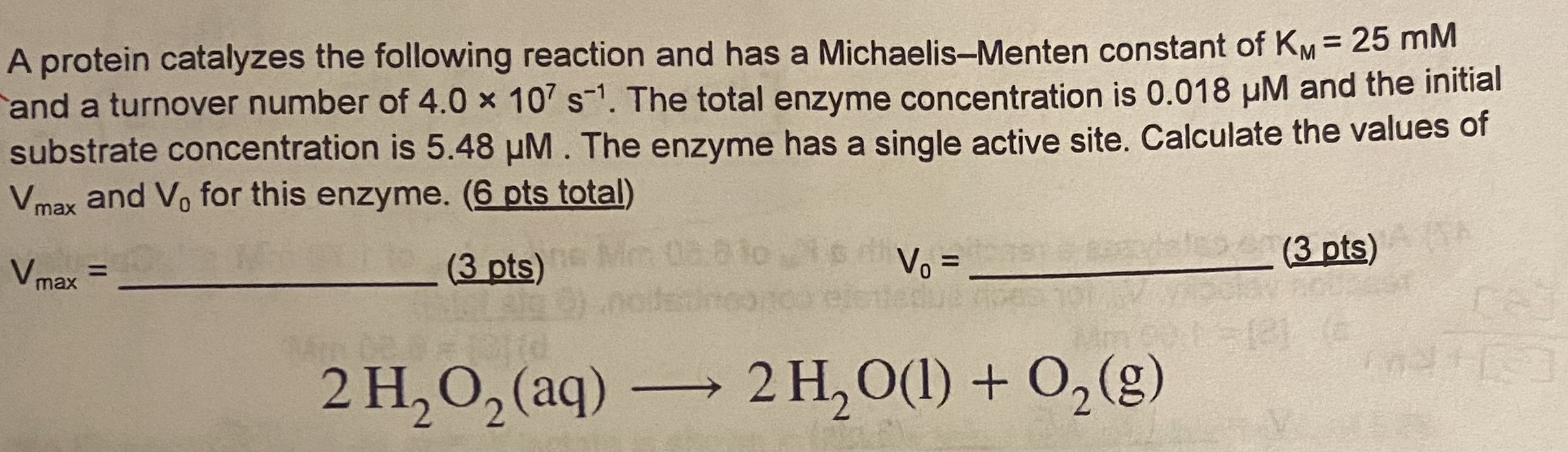 Solved A protein catalyzes the following reaction and has a | Chegg.com