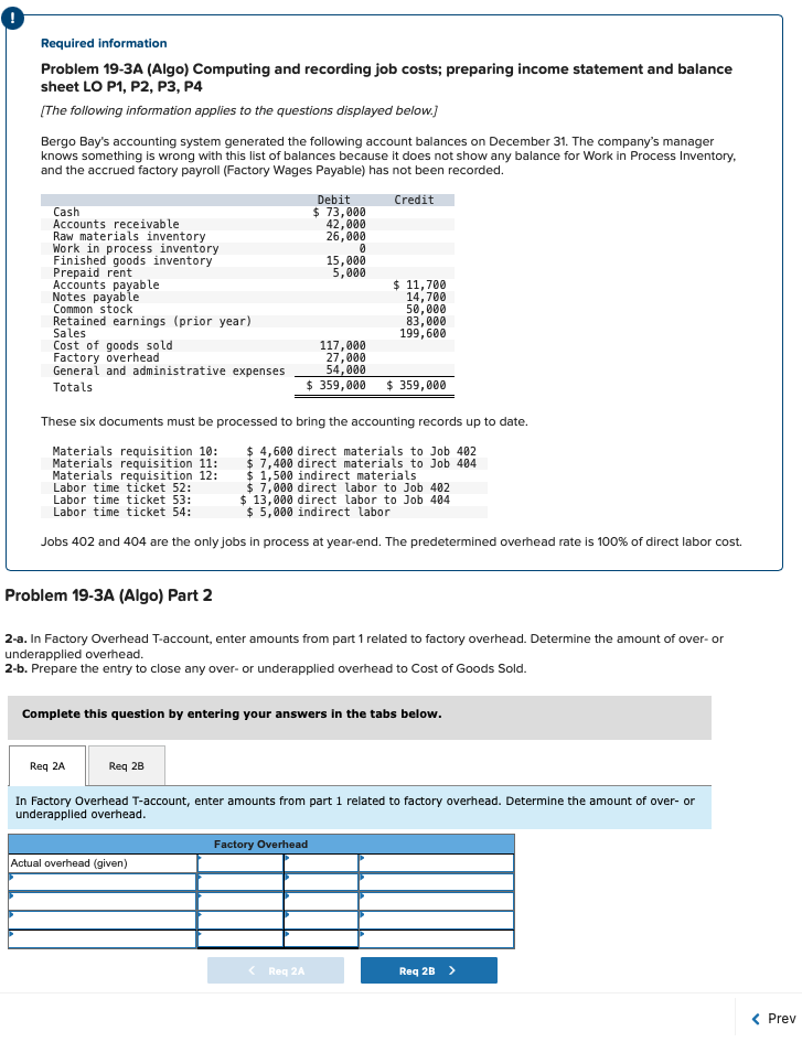Solved Problem 19-3A (Algo) Computing and recording job | Chegg.com