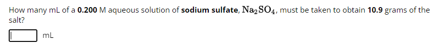 Solved How many mL of a 0.200M aqueous solution of sodium | Chegg.com