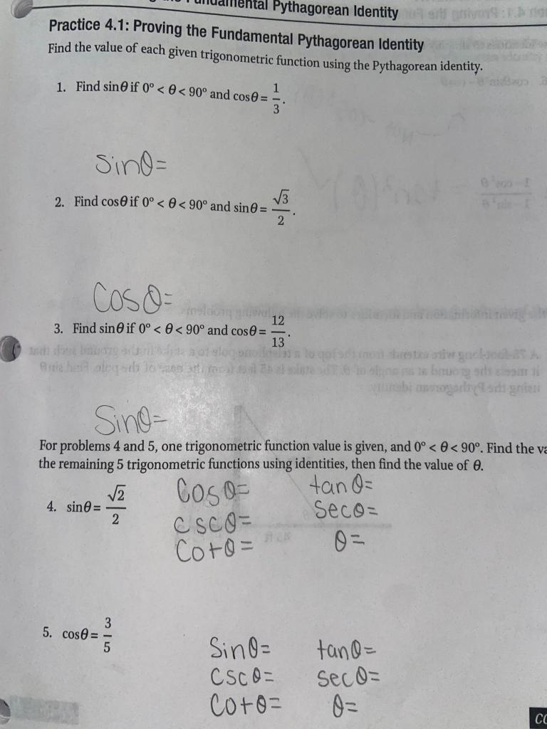 Solved Practice 4.1: Proving the Fundamental Pythagorean | Chegg.com