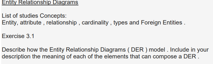 Solved List of studies Concepts: Entity, attribute, | Chegg.com