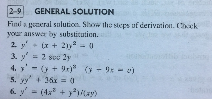 Solved 2-9 GENERAL SOLUTION Find a general solution. Show | Chegg.com