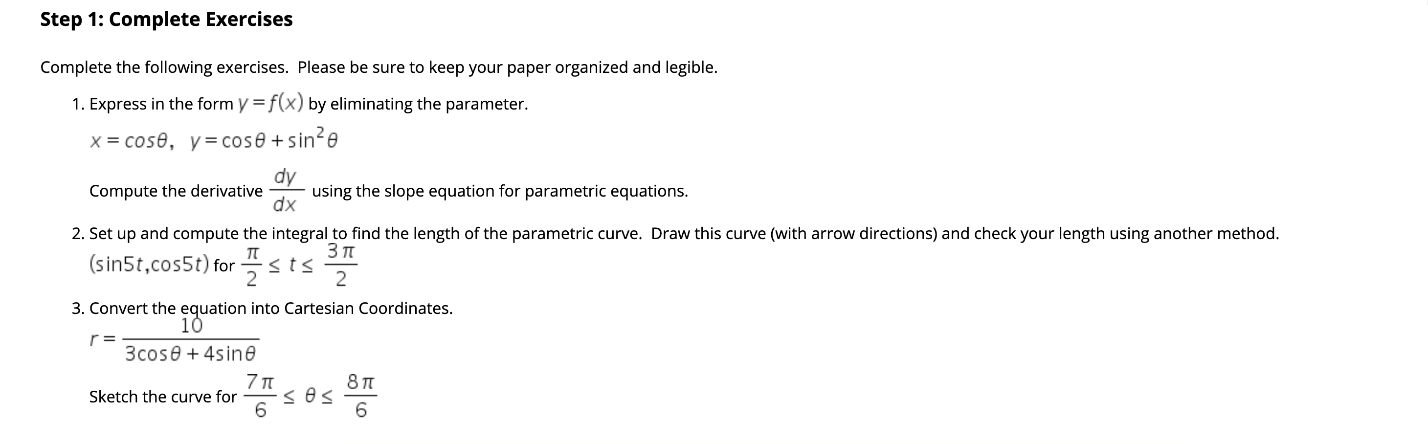 Solved Step 1: Complete Exercises Complete the following | Chegg.com