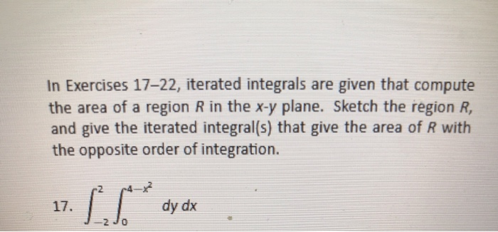 Solved In Exercises 17-22, iterated integrals are given that | Chegg.com
