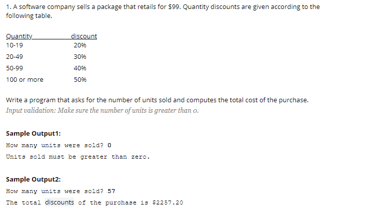 Solved 1. A software company sells a package that retails | Chegg.com