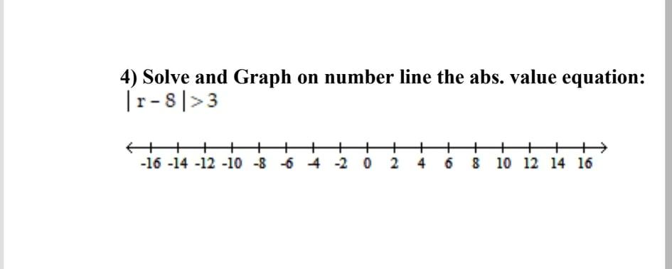 Solved 4) Solve and Graph on number line the abs. value | Chegg.com