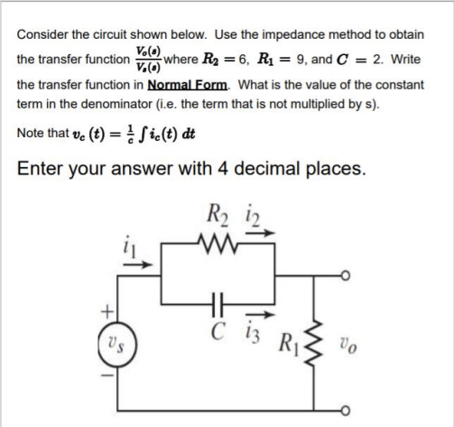 Solved Consider the circuit shown below. Use the impedance | Chegg.com