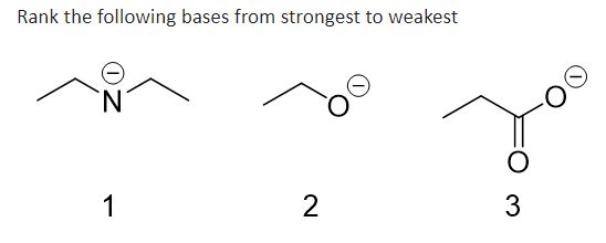 Solved Rank the following bases from strongest to weakest | Chegg.com