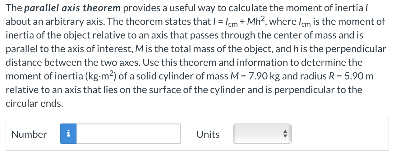 Solved The parallel axis theorem provides a useful way to | Chegg.com