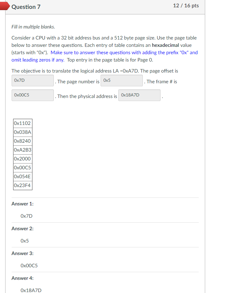Solved Question 7 12 16 pts Fill in multiple blanks Consider | Chegg.com