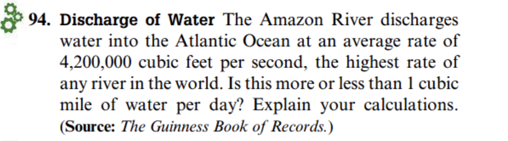 Solved 9 94. Discharge of Water The Amazon River discharges | Chegg.com