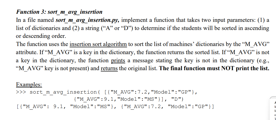 Solved Function 3: sort_m_avg_insertionIn a file named | Chegg.com
