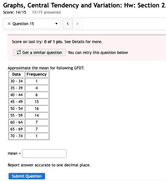 Solved Graphs, Central Tendency and Variation: Hw: Section 2 | Chegg.com