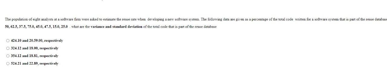 Solved The population of eight analysts at a software firm | Chegg.com
