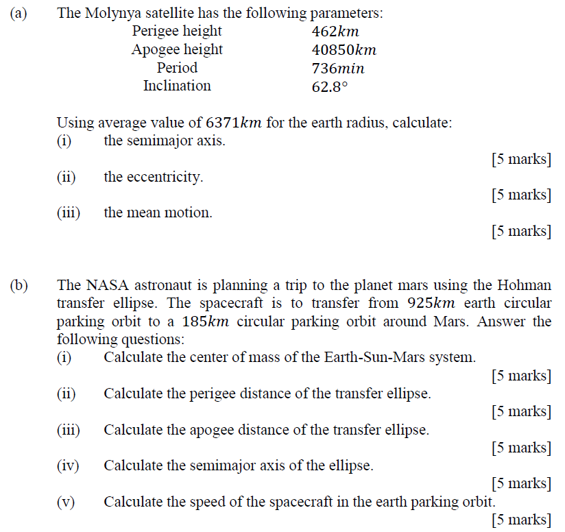Solved (a) The Molynya satellite has the following | Chegg.com